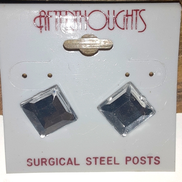 afterthoughts | Jewelry | Nwt Afterthoughts Clear Square Earrings ...